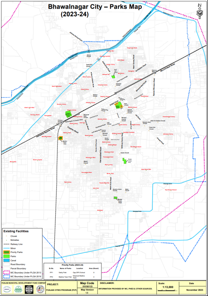 Parks Map – Bahawalnagar City (2023-24) - Bahawalnagar